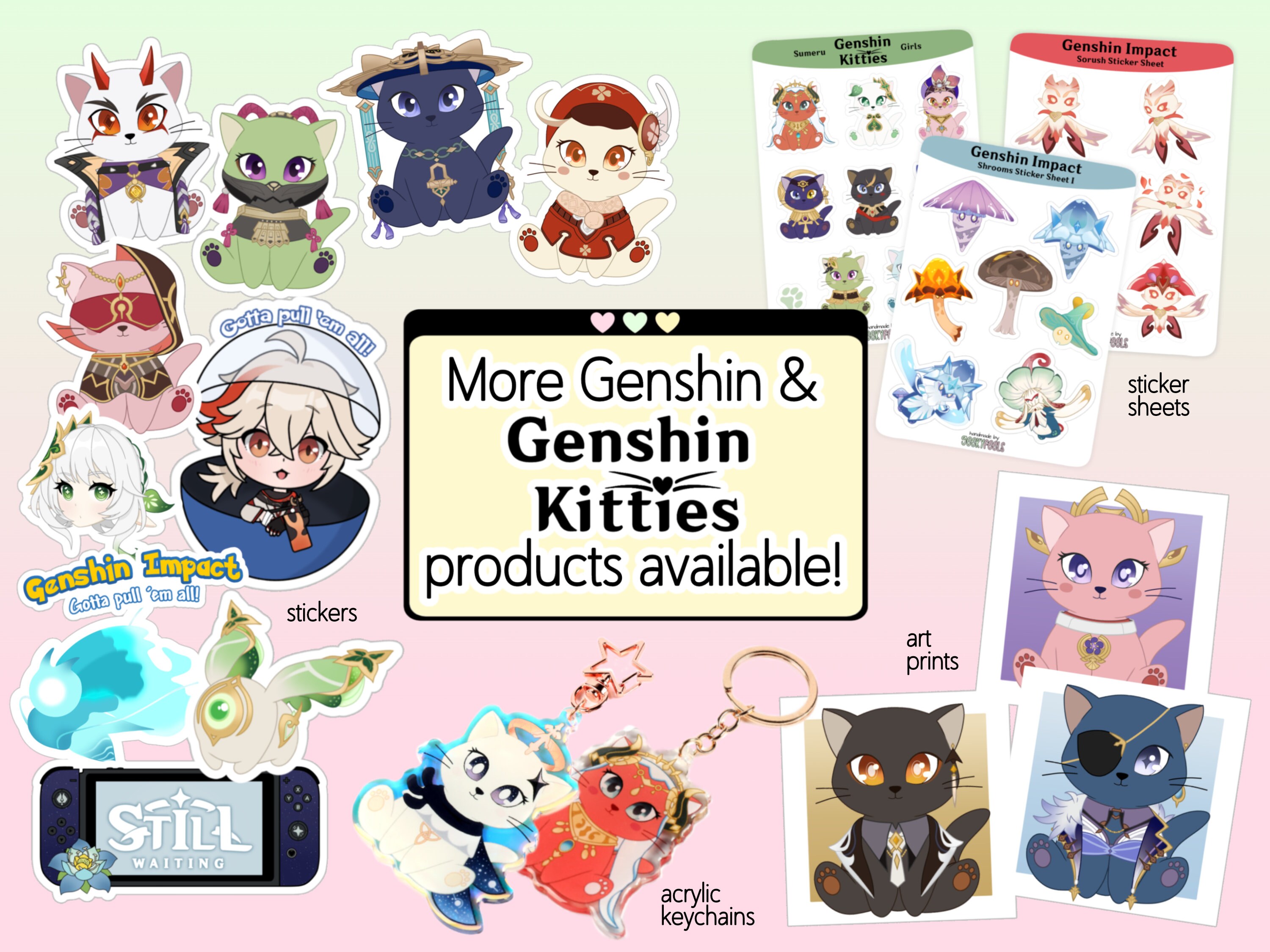 Lyney Sticker Genshin Impact Sticker Kawaii Cat Sticker T Etsy