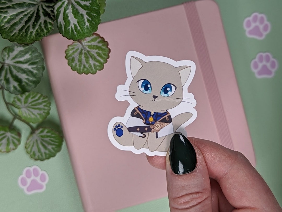 Albedo Genshin Impact Kitty Sticker: Chibi Cat Vinyl, Waterproof - Etsy