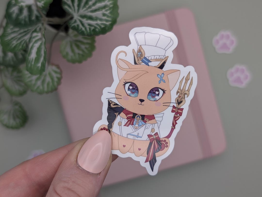 Escoffier Genshin Impact Cat Sticker: Chibi Anime Vinyl - Etsy