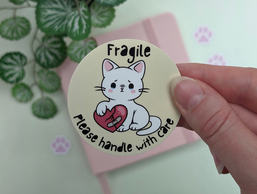 FRAGILE CAT Sticker, Please Handle With Care, Relatable Kitty Sticker ...