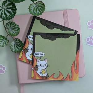 THIS IS FINE Cat Memo Pad, Funny Meme Notepad, 50 Sheets, 8 X8 Cm, Cute ...