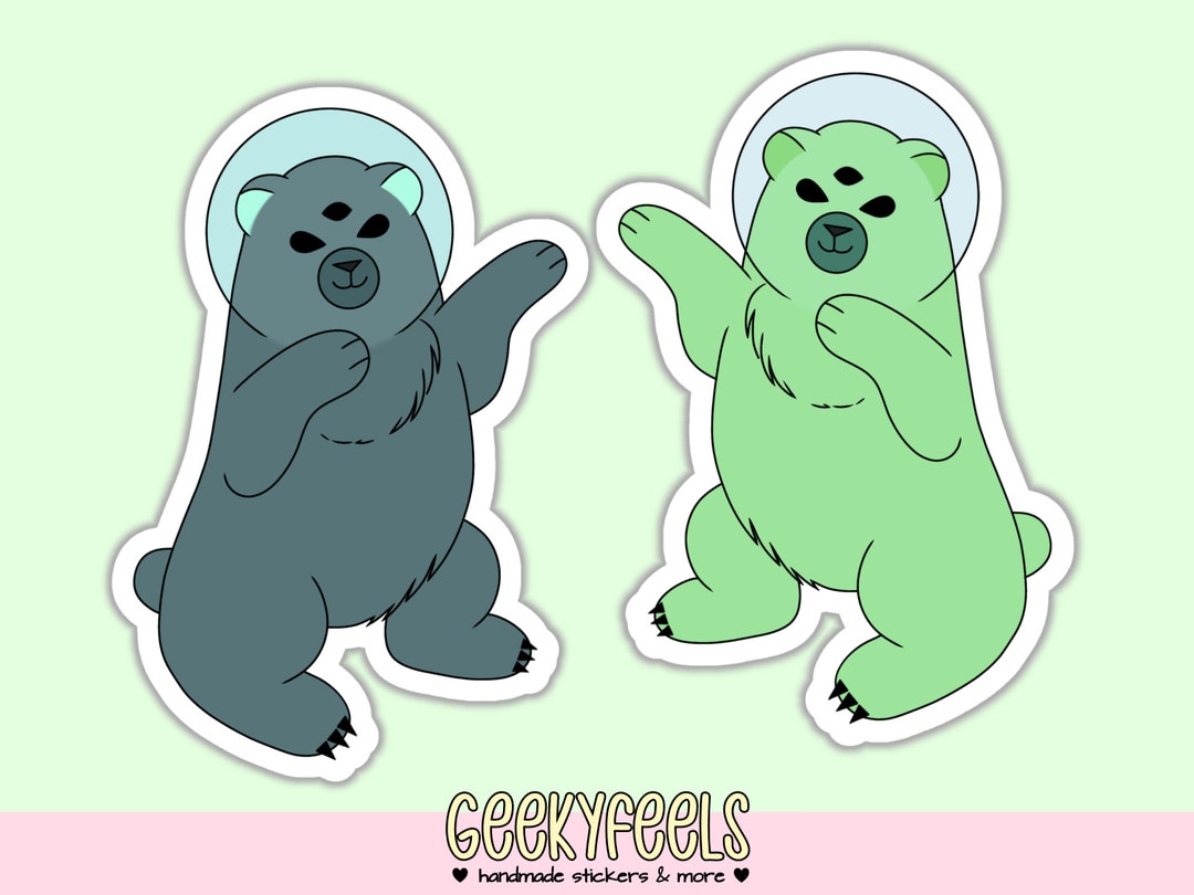 ALIEN BEAR Stickers Sticker Set Cute Bear Art Cool Alien - Etsy