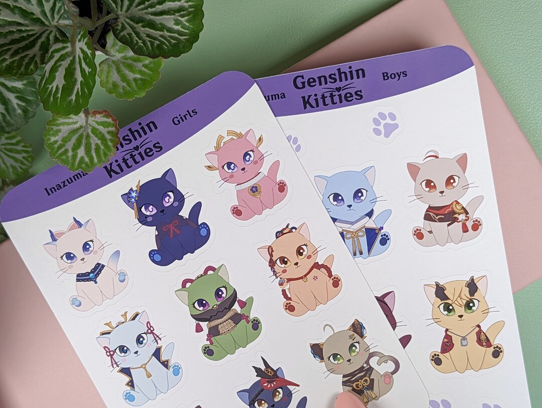 INAZUMA GENSHIN CAT Sticker Sheet Set, Inazuma Characters, Genshin ...