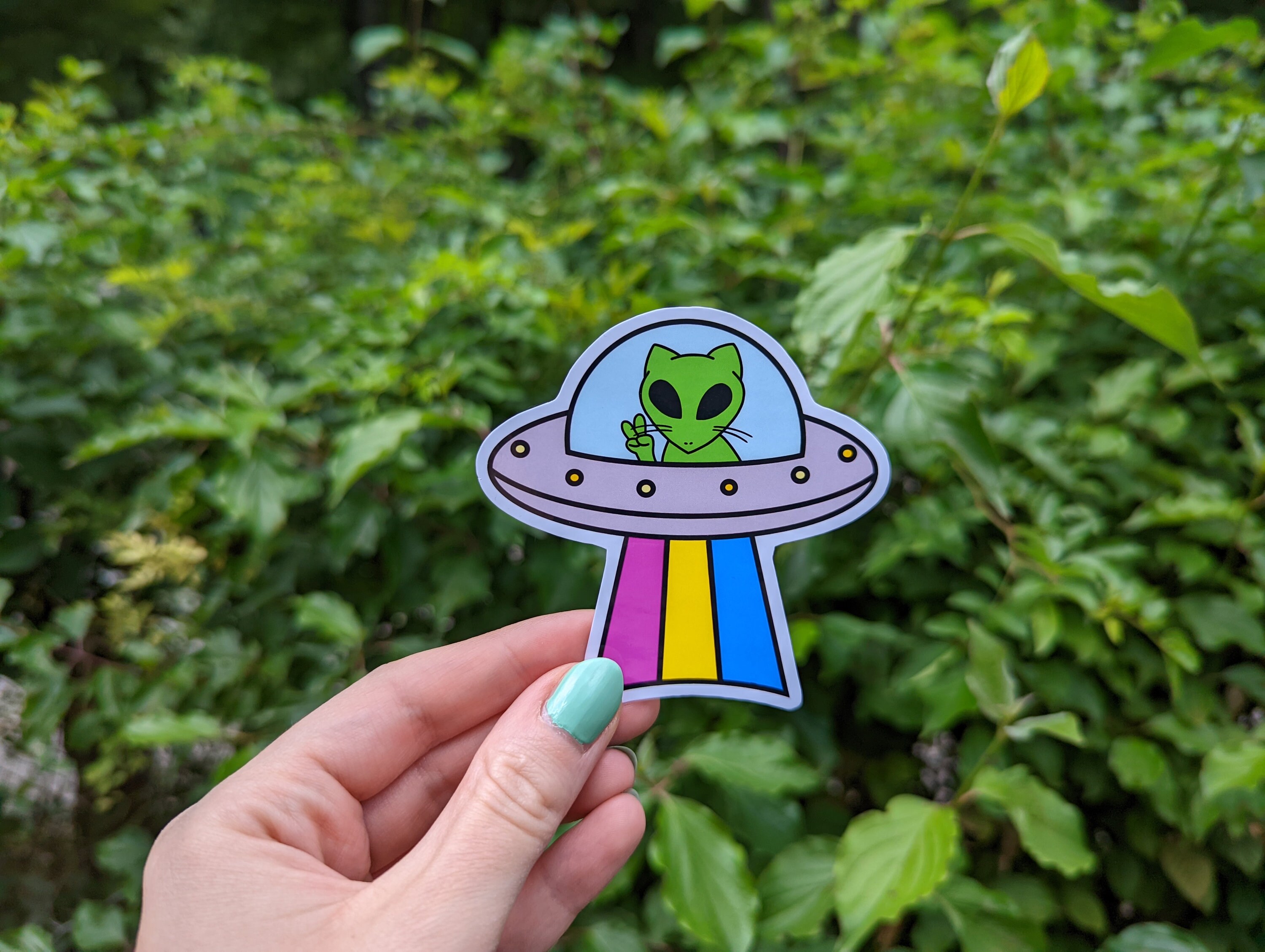 PRIDE UFO Sticker Alien Cat Art LGBTQIA Stickers Rainbow - Etsy