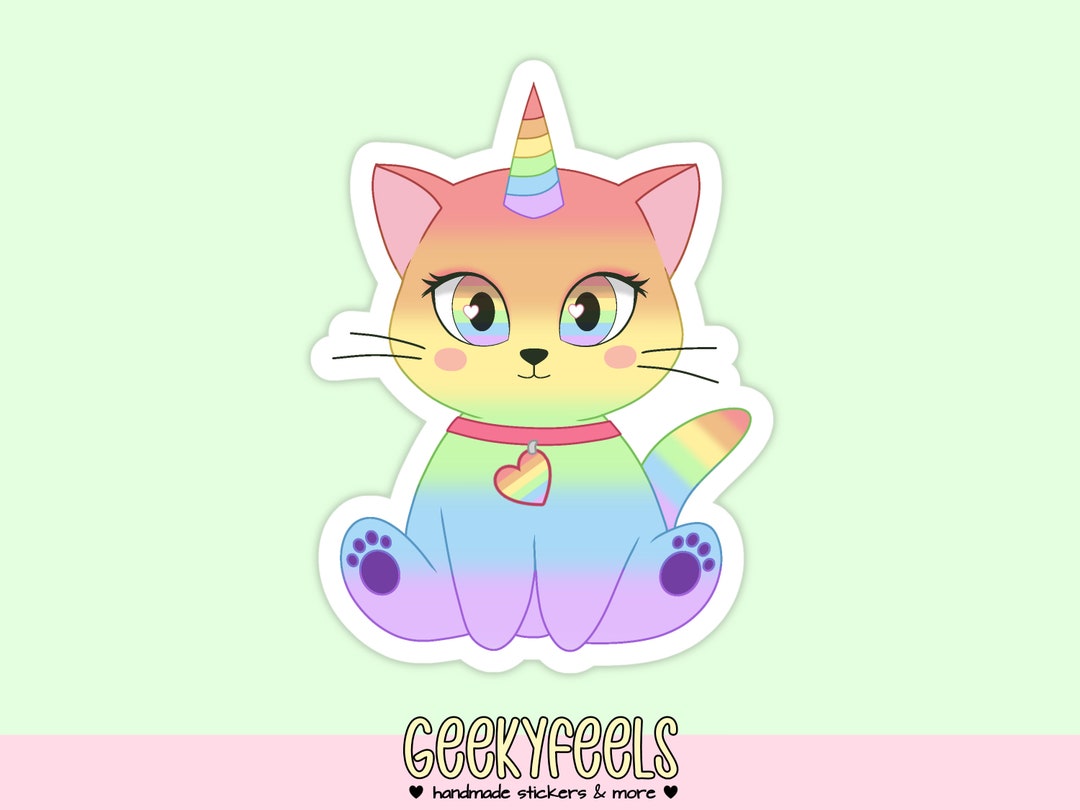 PRIDE CAT Sticker LGBTQIA Sticker Pastel Color Palette - Etsy