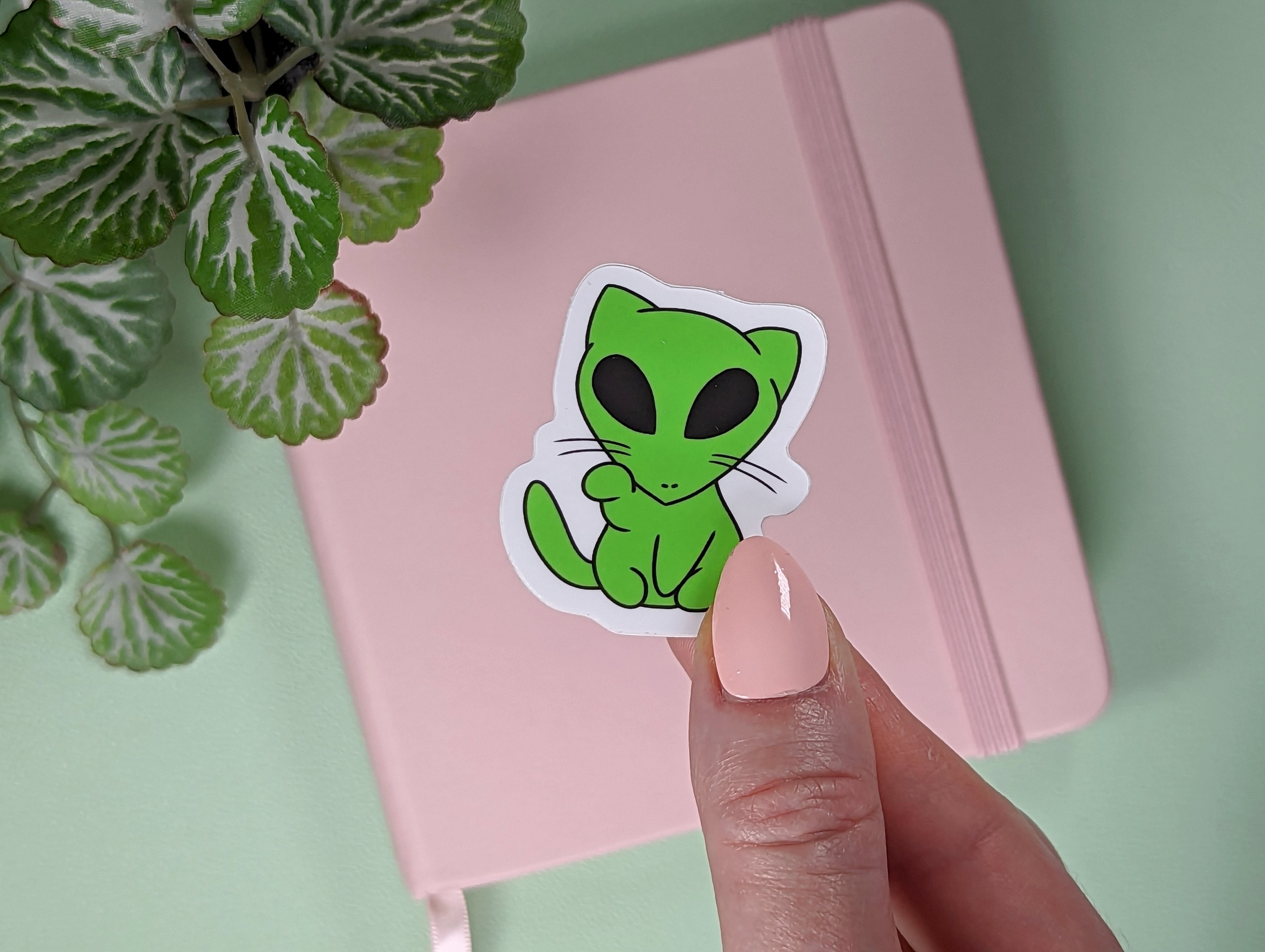 ALIEN CAT Sticker Cute Kitten Sticker Cool Alien Sticker - Etsy