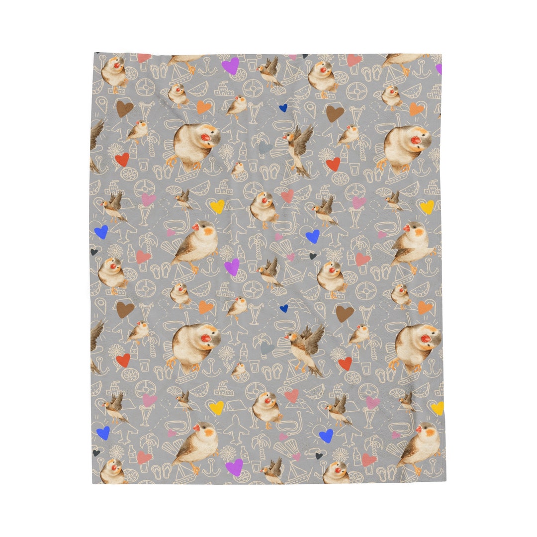 Cute Finches Design With Traveling Background Velveteen Plush - Etsy