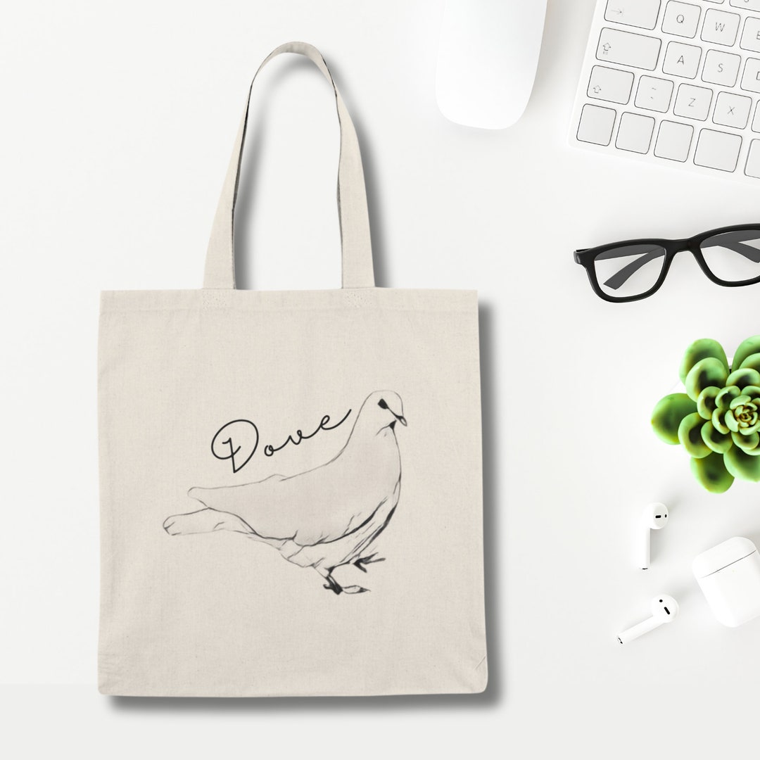 Dove Black Natural Tote Bag, Pet Dove Drowning Style Totes, Christmas ...