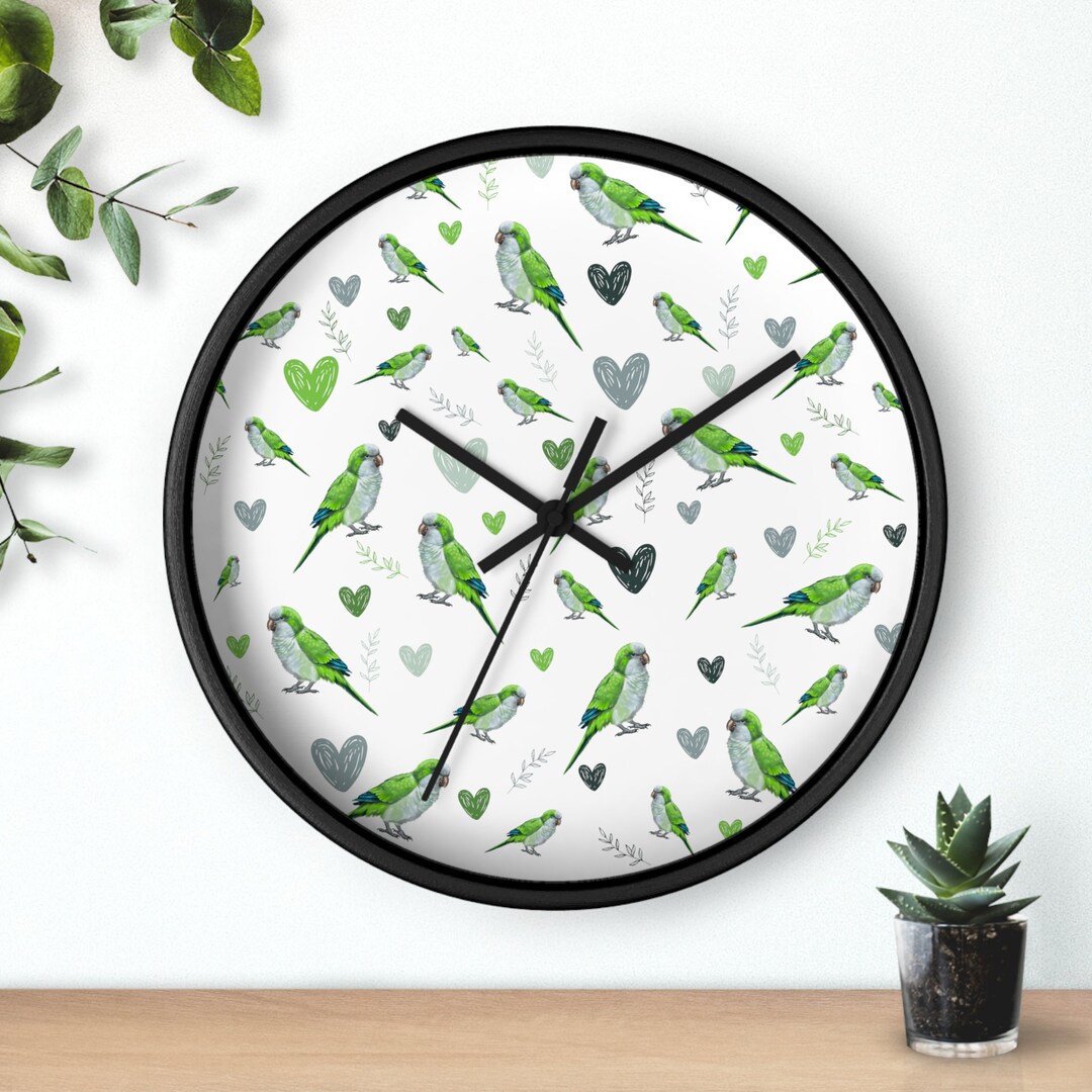 Monk Parakeet, Green Monk Parakeet, Quaker Parrot Wall Clock, Quaker ...