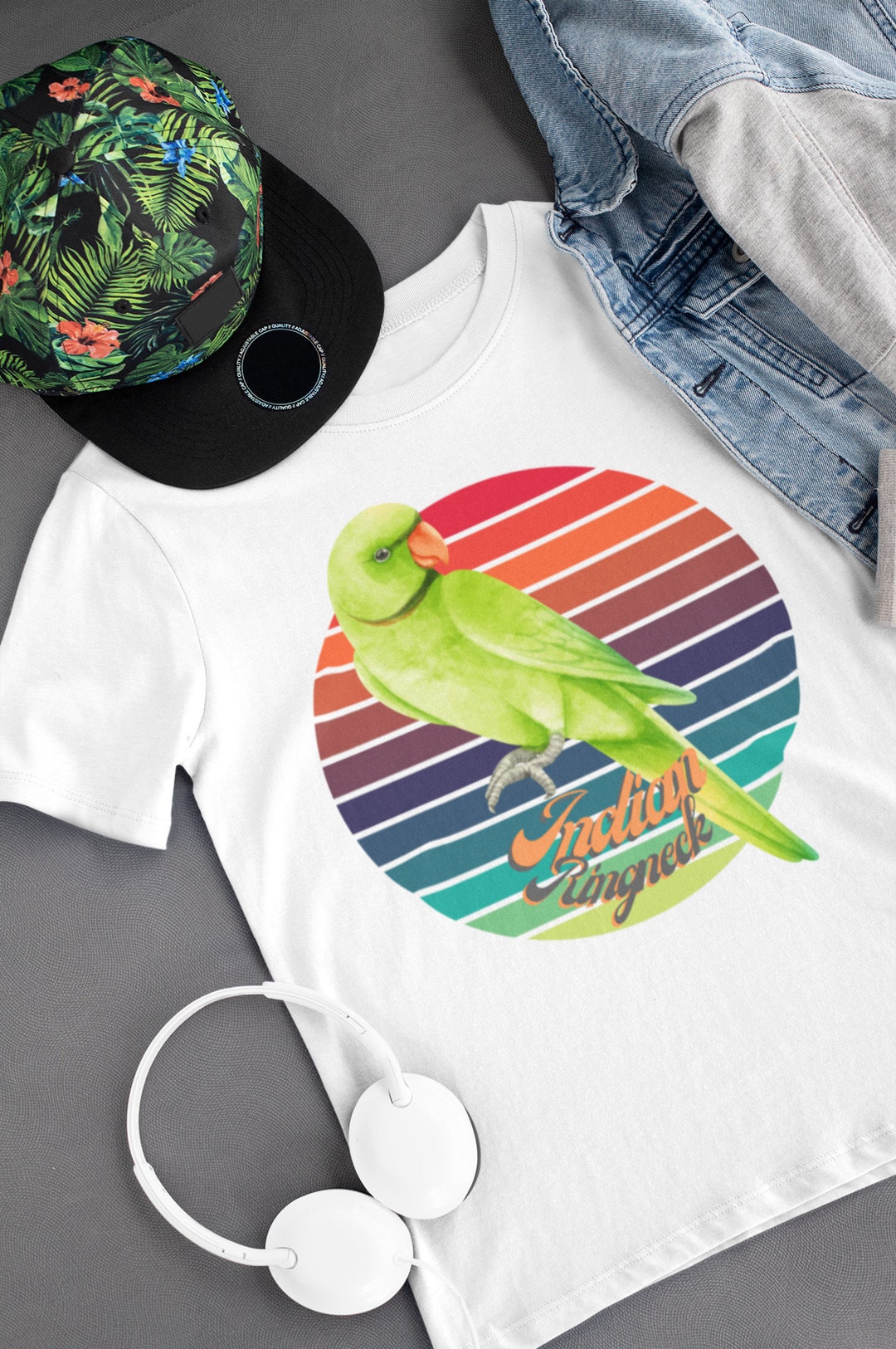 Indian Ringneck Parakeet Unisex Softstyle T-shirt, Rose-ringed Parrot ...