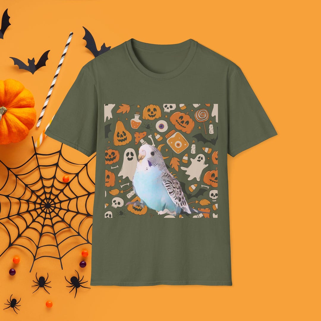 Blue Budgie Parrot T-shirt, Parakeet Bird Tee, Cute Halloween Shirt ...