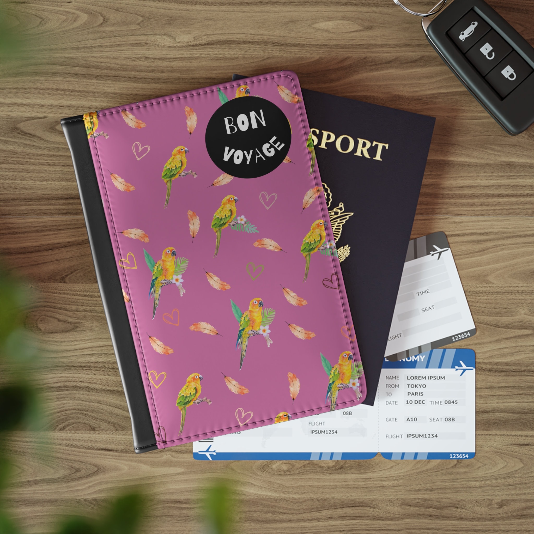 Pink Sun Conure Passport Cover Silly Parrot Design, Sun Conure Passbook ...