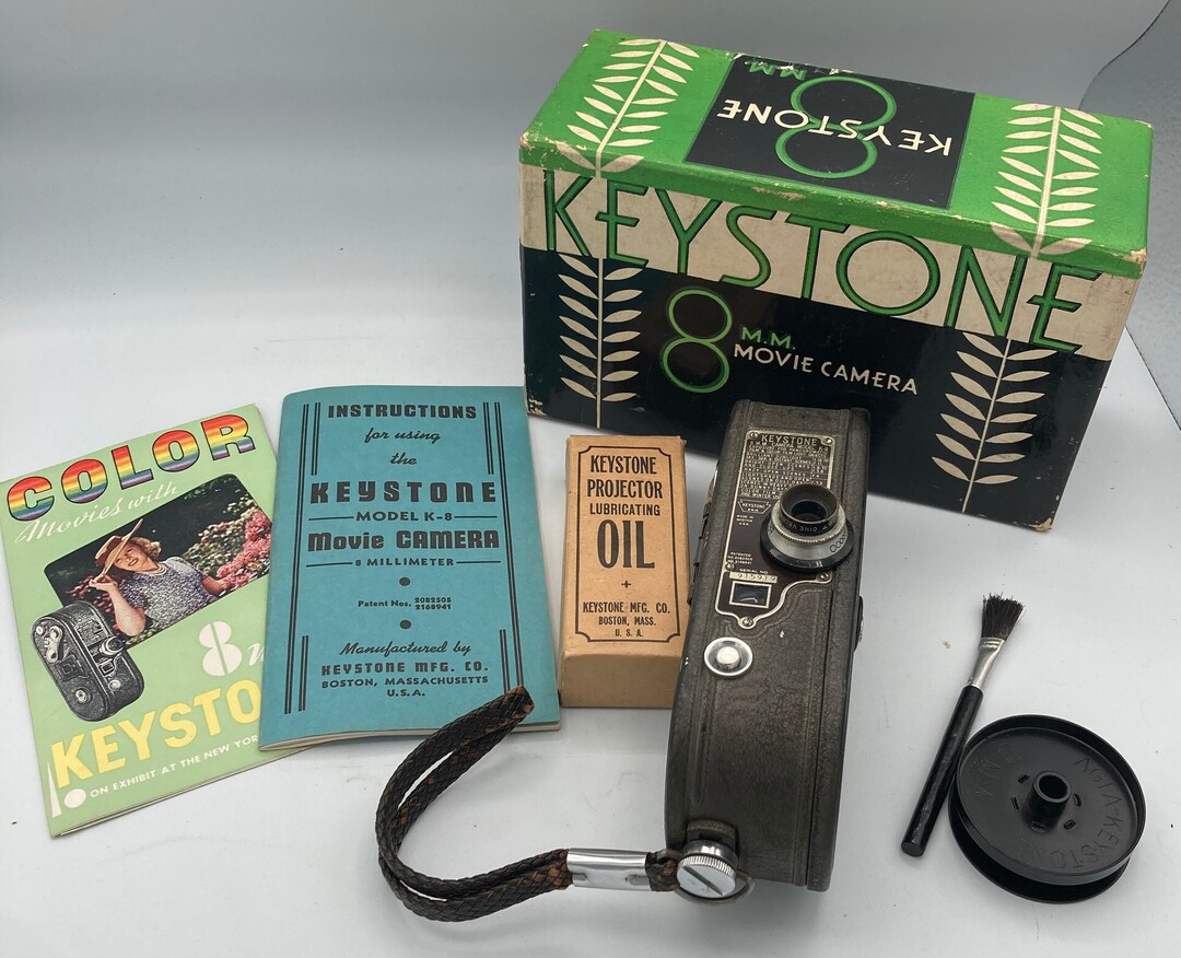 Keystone 8MM Movie Camera, Model K-8, W/box, Manuals, and Accessories ...