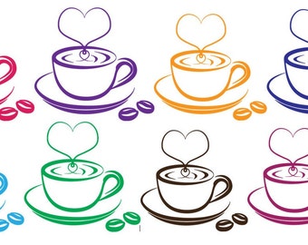 Coffee Svg Silhouette Files Pack Cafe Vector Clipart Digital Download ...