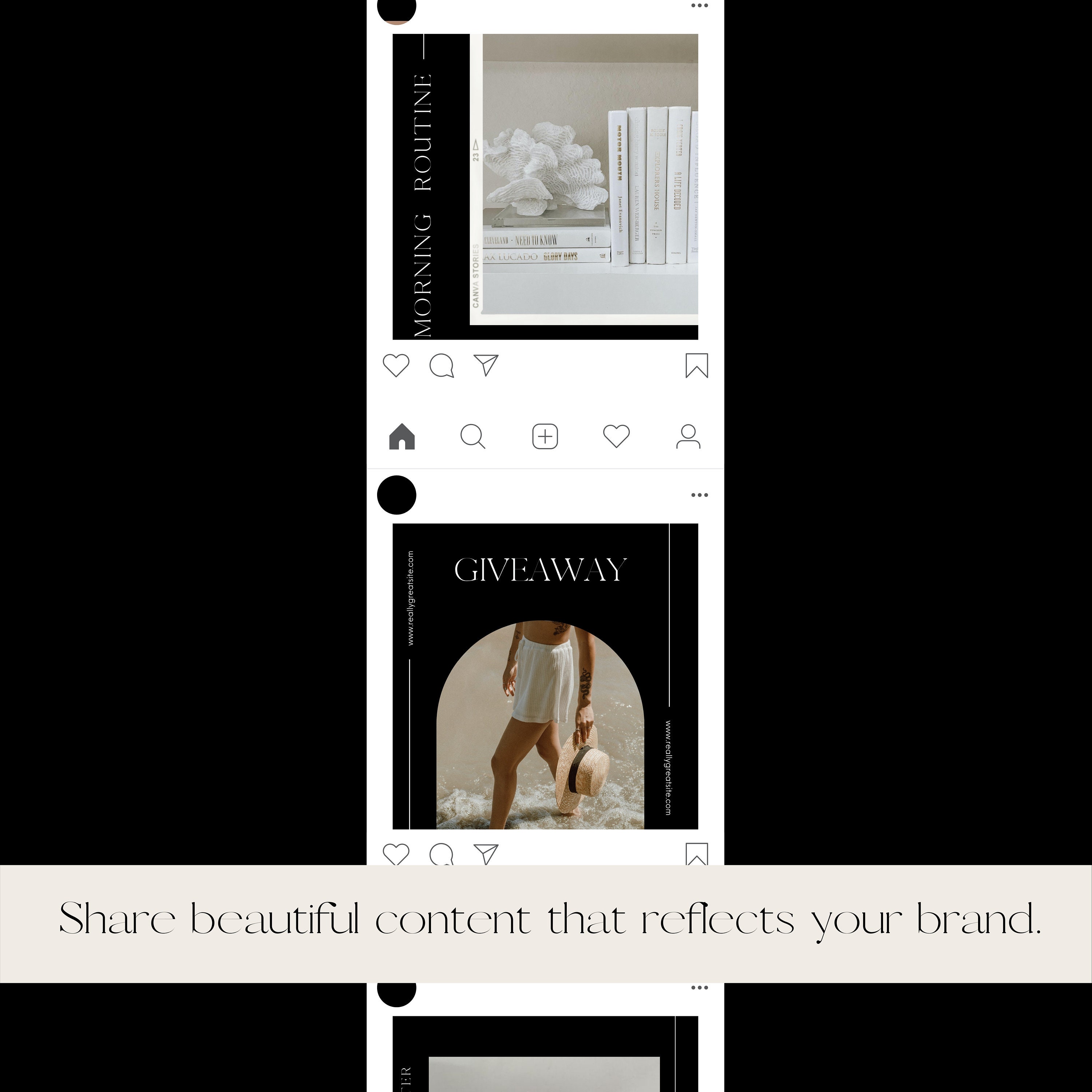 Black Instagram Post Templates Engagement Booster Canva - Etsy
