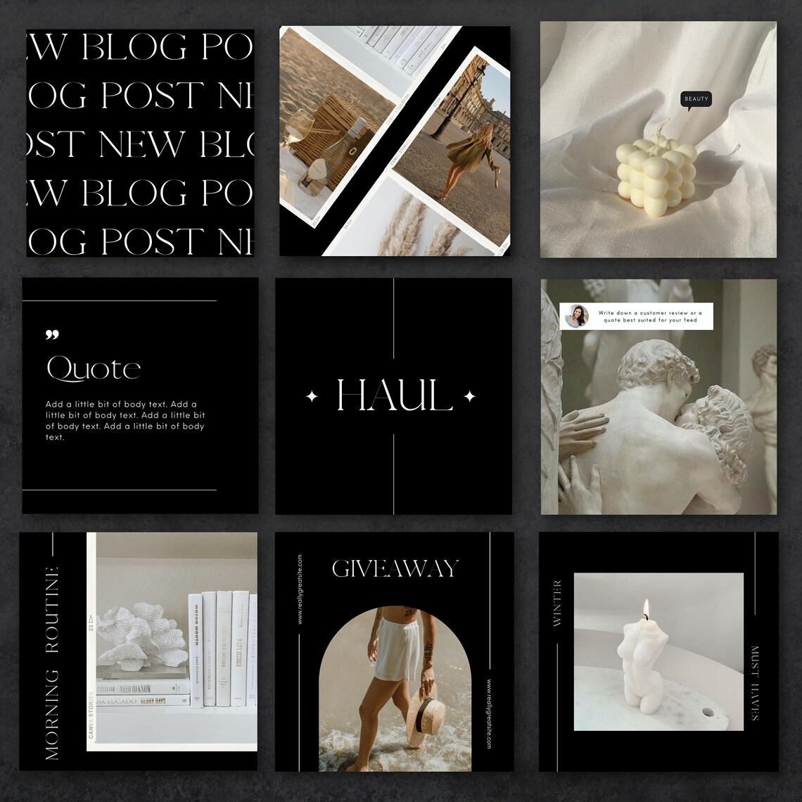 Black Instagram Post Templates Engagement Booster Canva - Etsy