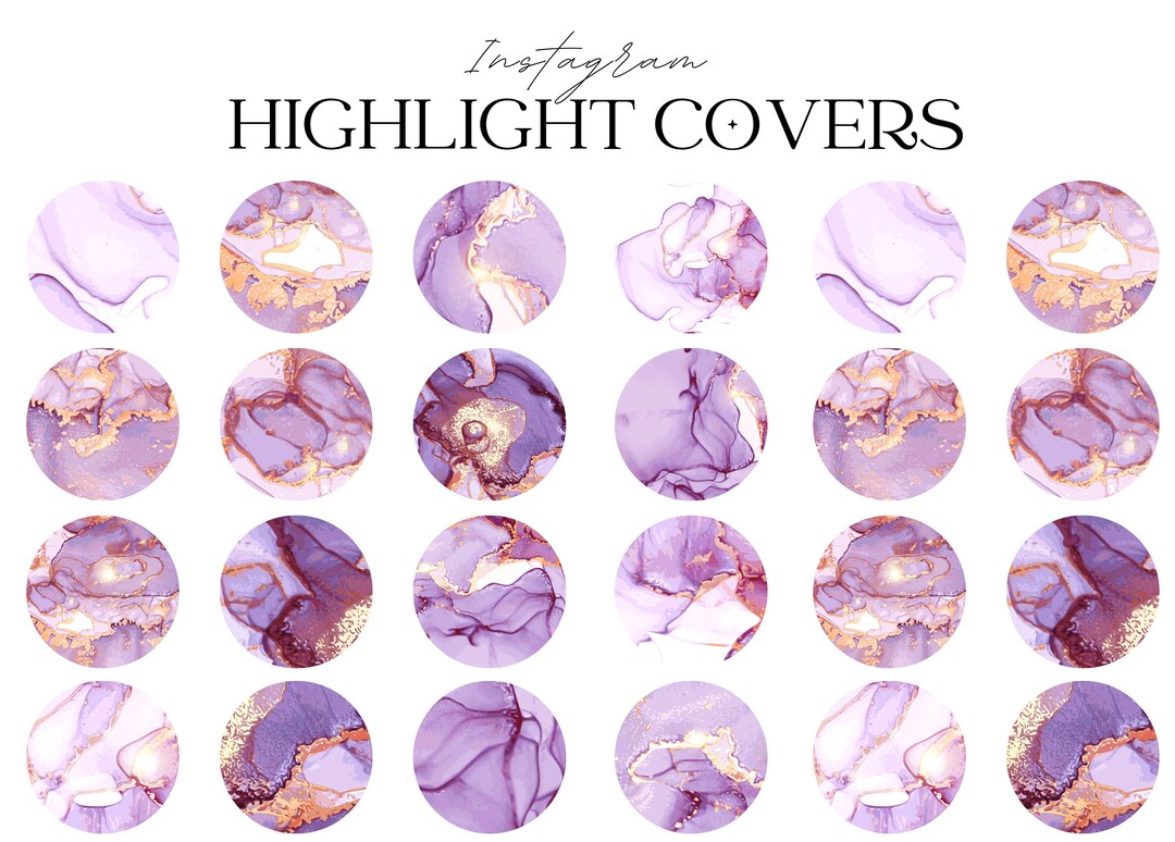 Purple Instagram Highlight Covers With Violet Gold Texture, Ig Story ...