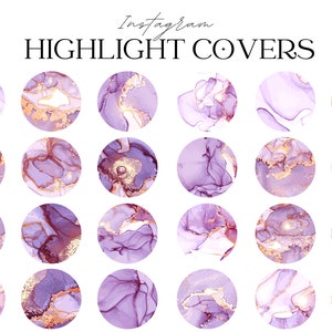 Purple Instagram Highlight Covers With Violet Gold Texture, Ig Story ...
