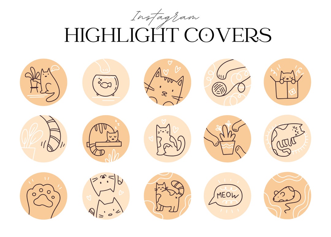 Cat Highlight Covers for Instagram, Ig Story Icons, Lifestyle Words ...