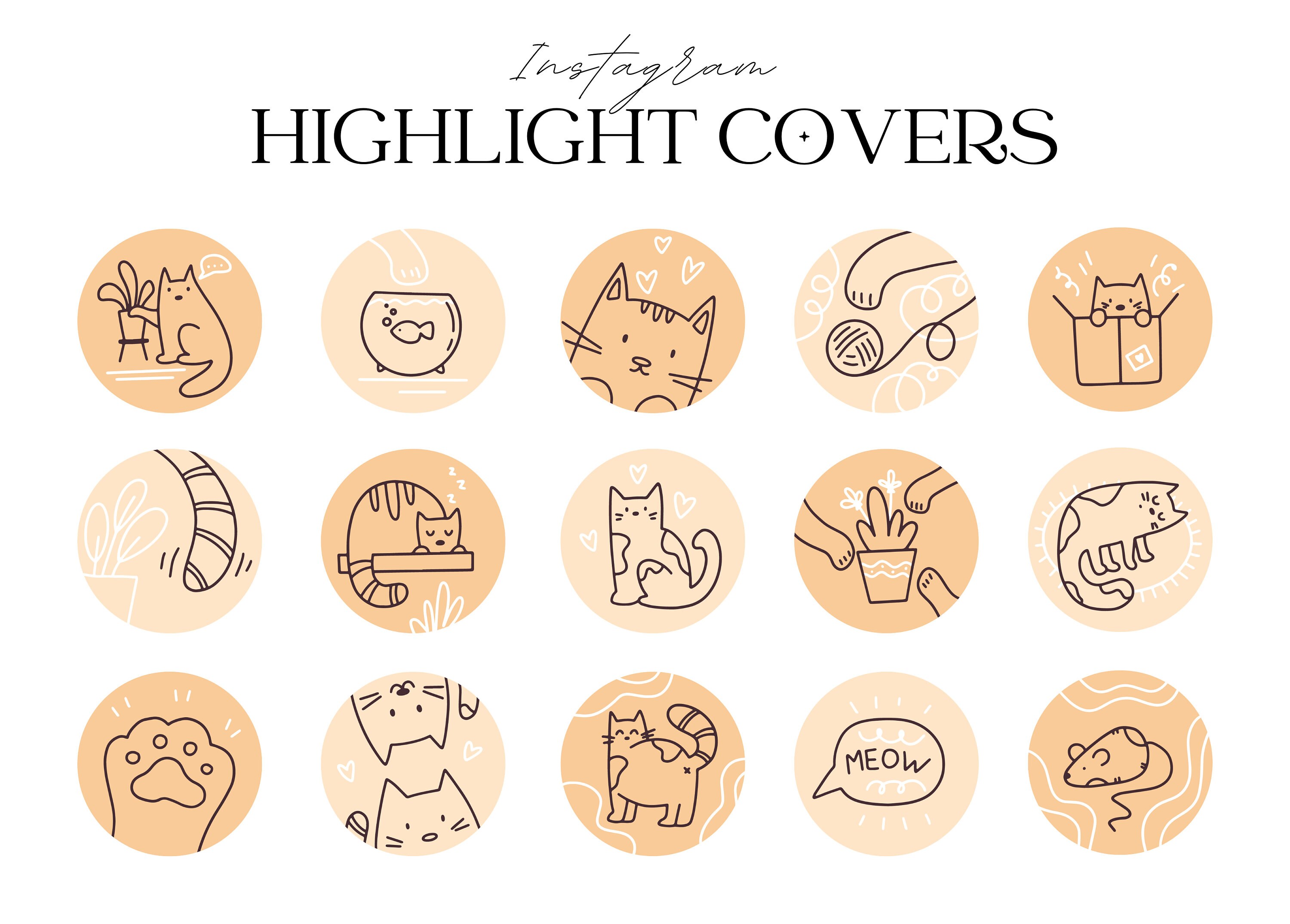 Cat Highlight Covers for Instagram, Ig Story Icons, Lifestyle Words ...