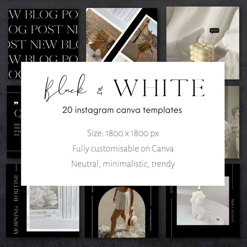 Black Instagram Post Templates Engagement Booster Canva - Etsy