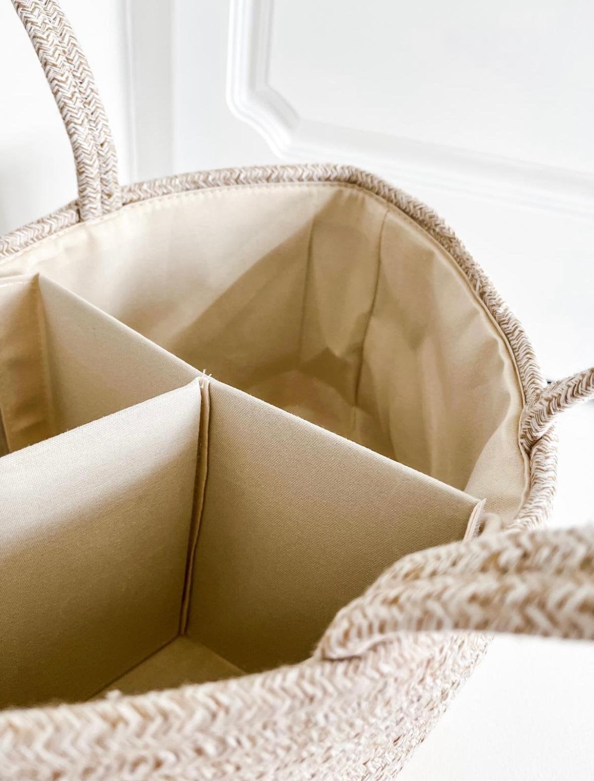 Nappy Caddy Organiser With Boucle Teddy Bear, Natural Nursery Storage ...