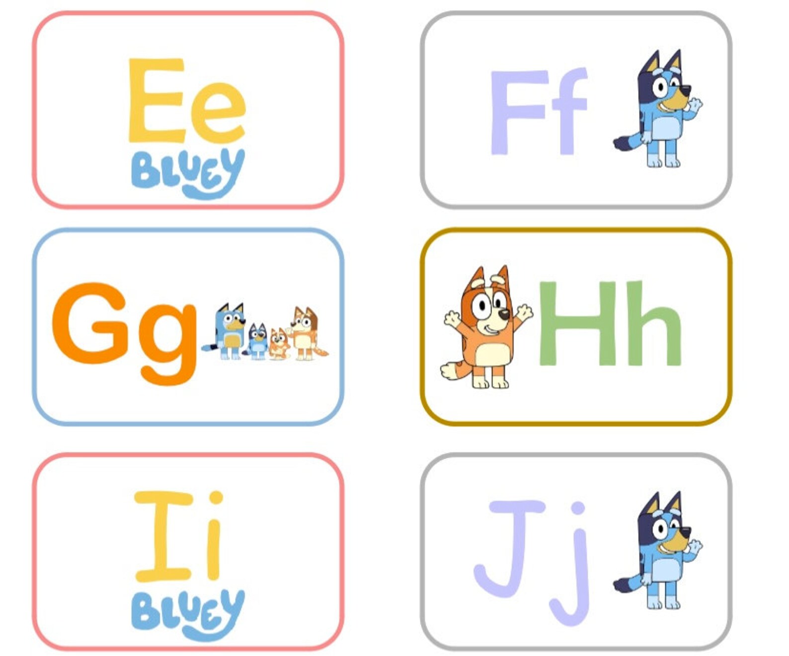 Bluey Alphabet Flash Cards Printable - Etsy