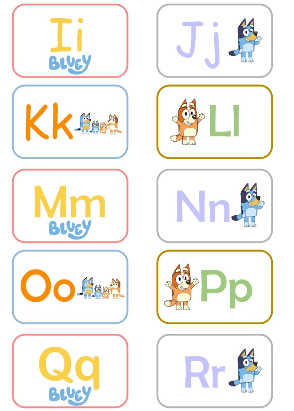 Bluey Alphabet Flash Cards Printable - Etsy