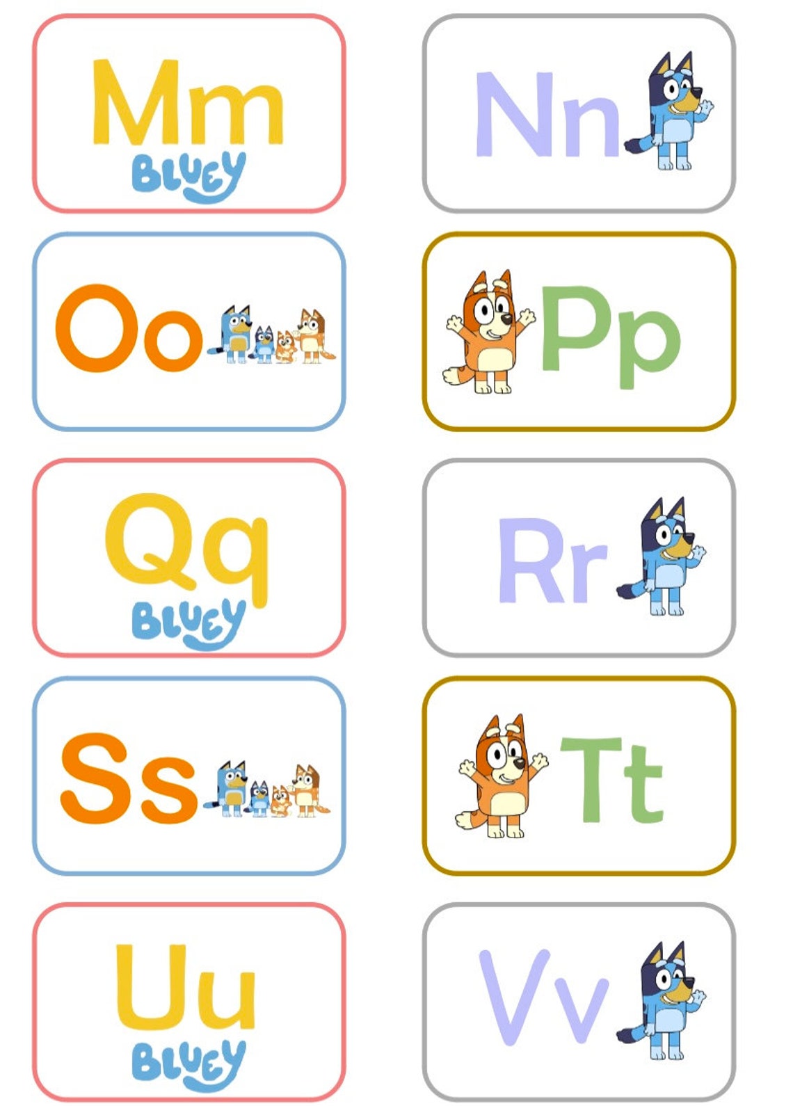 Bluey Alphabet Flash Cards Printable - Etsy