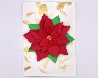Handmade Poinsettia Christmas Card: 3D Holiday Greeting, Gift Box - Etsy