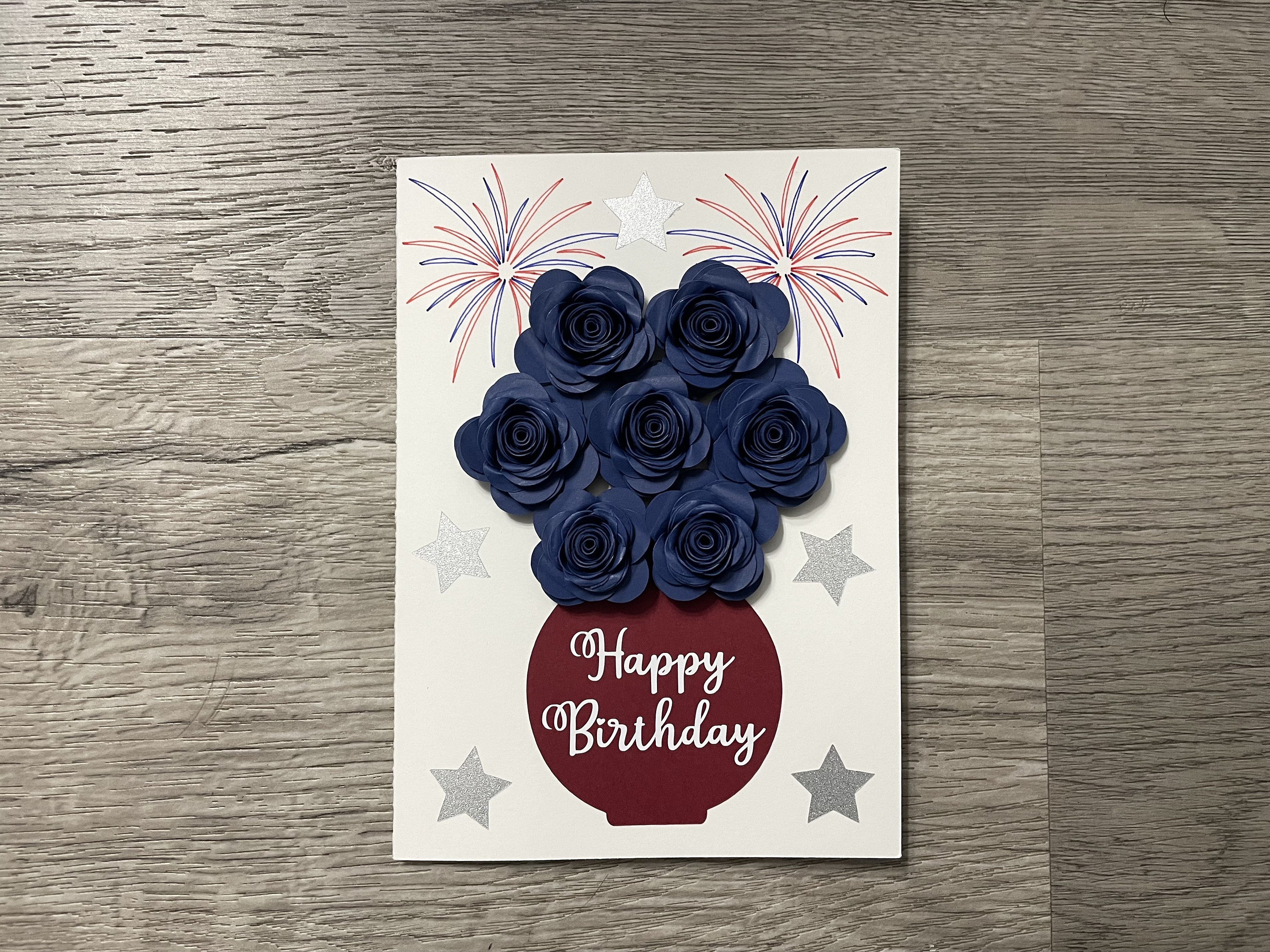 Happy Birthday Greeting Card Patriotic America, Red White and Blue With ...