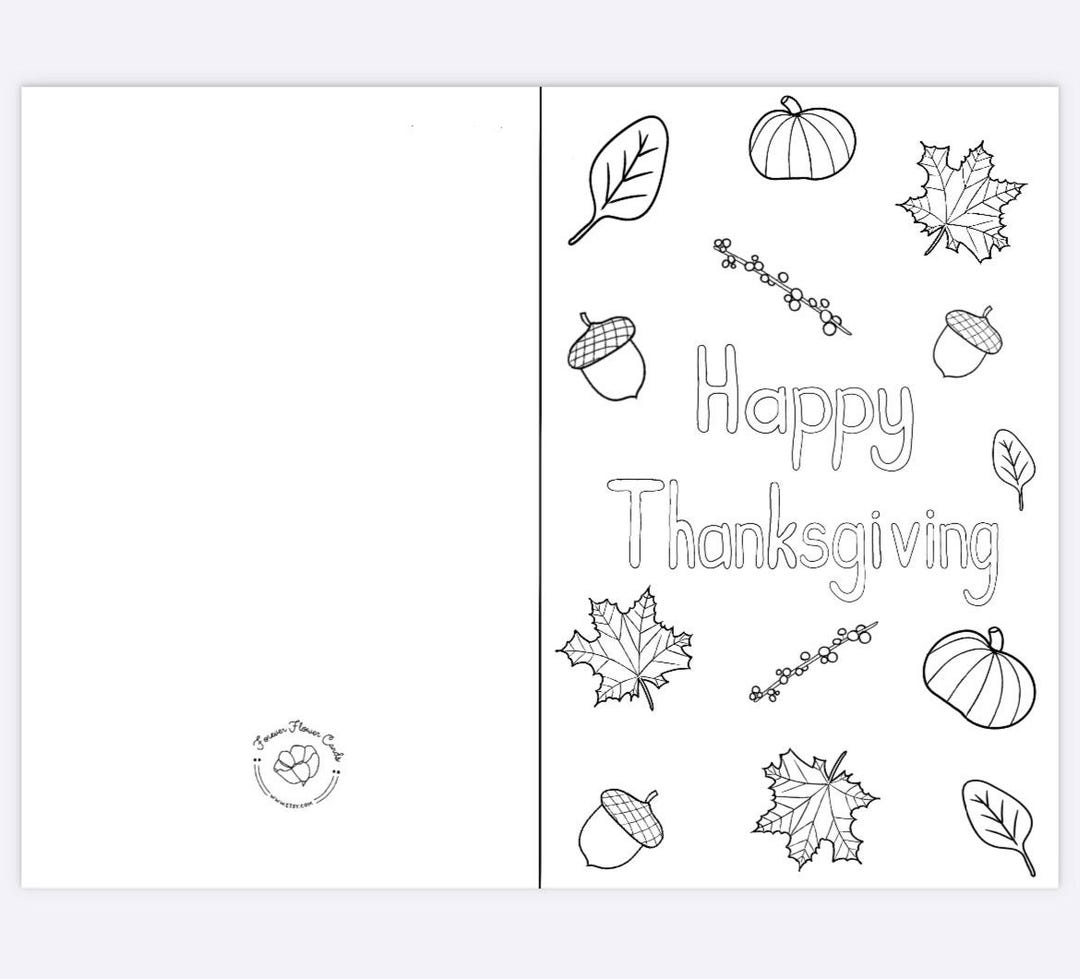 Digital Download - Happy Thanksgiving Coloring Card - Etsy