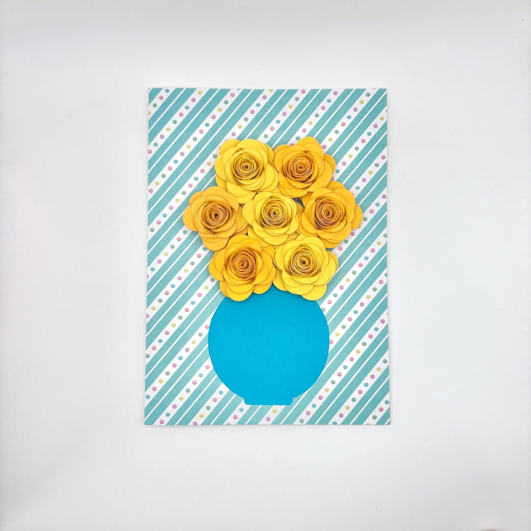 3D Floral Card - Yellow Paper Roses, Handmade Keepsake Greeting - Etsy