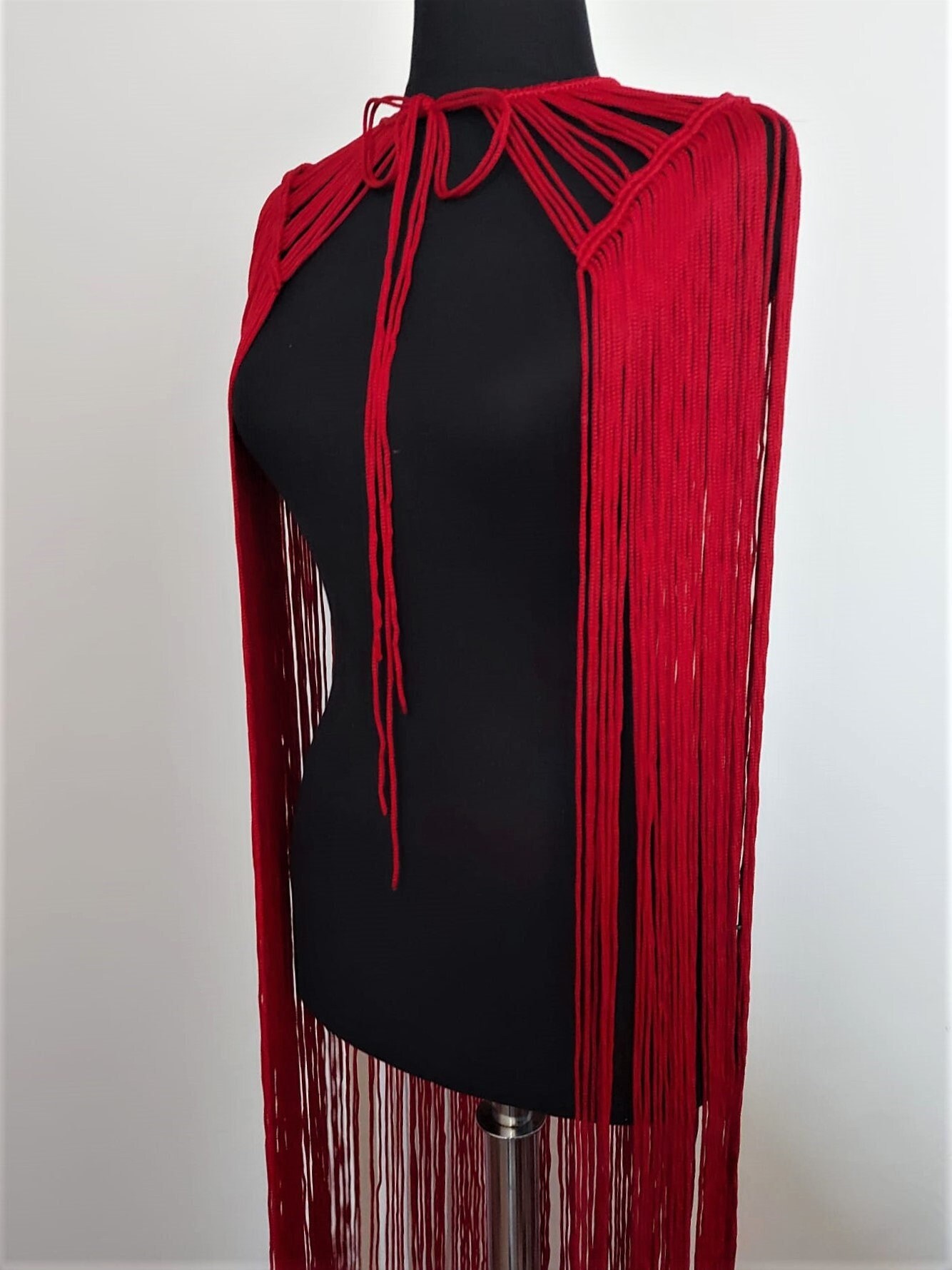 Red Cloak Cosplay Pelerine Red Outfit Macramé Dress Drama - Etsy