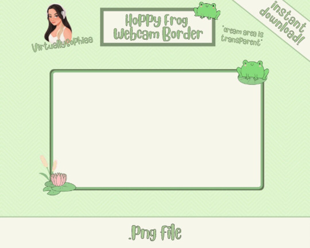Hoppy Frog Webcam Border Twitch Streaming Cam Overlay Cozy Cute Cottage ...