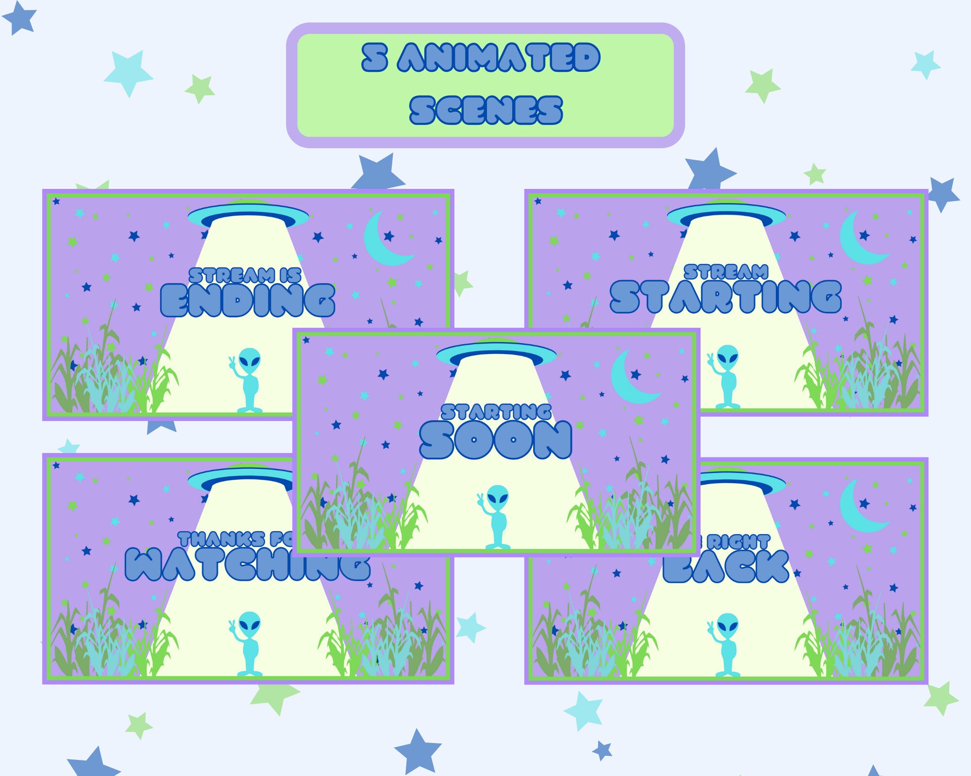 Alien Galaxy Twitch Overlay Package Overlays, Panels, Animated Scenes ...