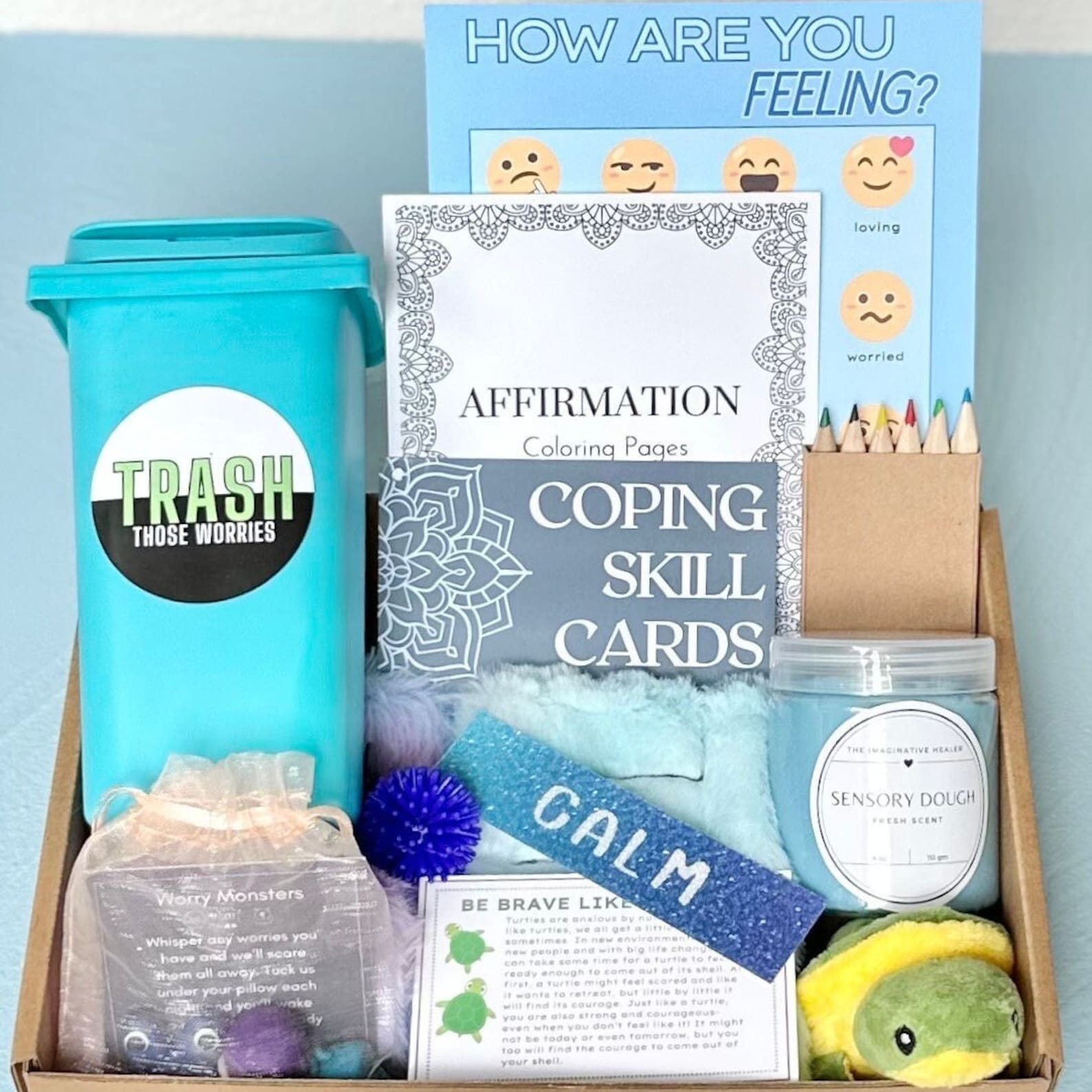 Anxiety Relief Kids 6-12 Years Old Coping Skills Box Mental Health Kit ...