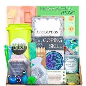 Anxiety Relief Kids 6-12 Years Old Coping Skills Box Mental Health Kit ...