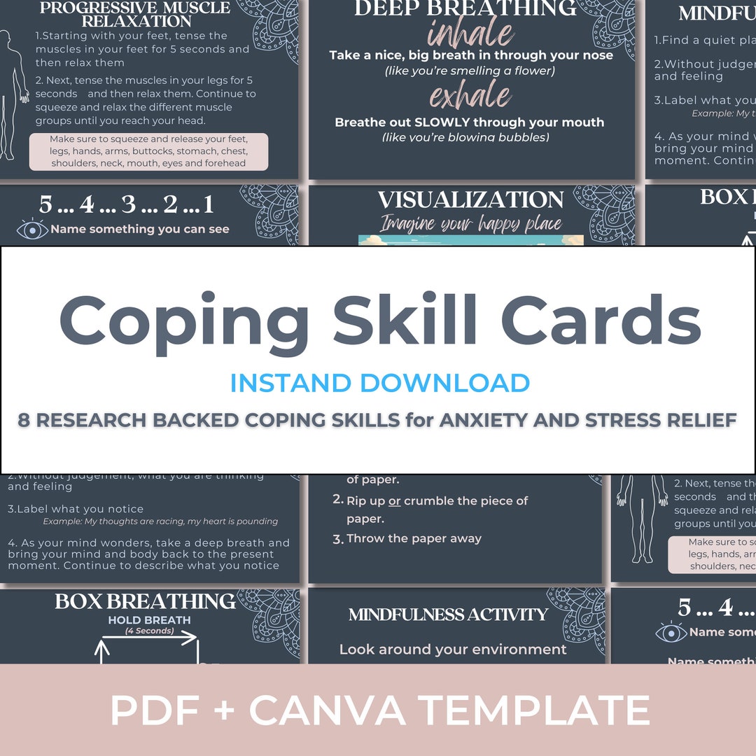 Coping Skill Cards Anxiety Relief Tool and Technique Stress Reduction ...