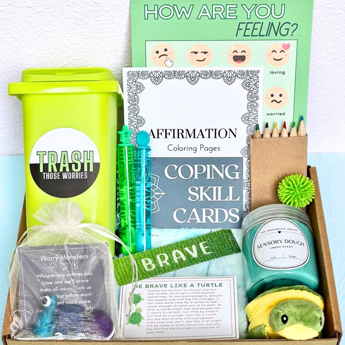 Anxiety Relief Kids 6-12 Years Old Coping Skills Box Mental Health Kit ...