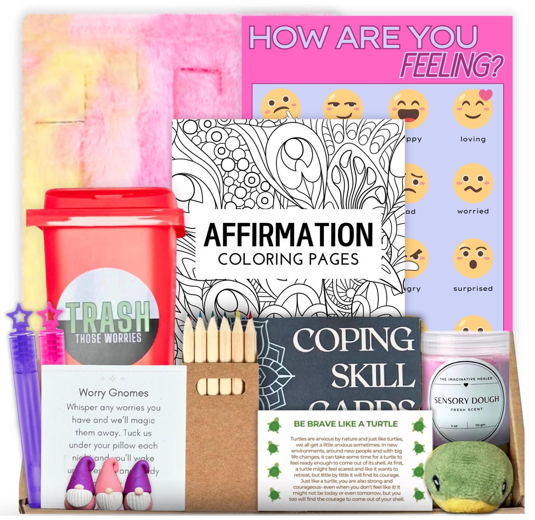 Anxiety Relief Kids 6-12 Years Old Coping Skills Box Mental Health Kit ...