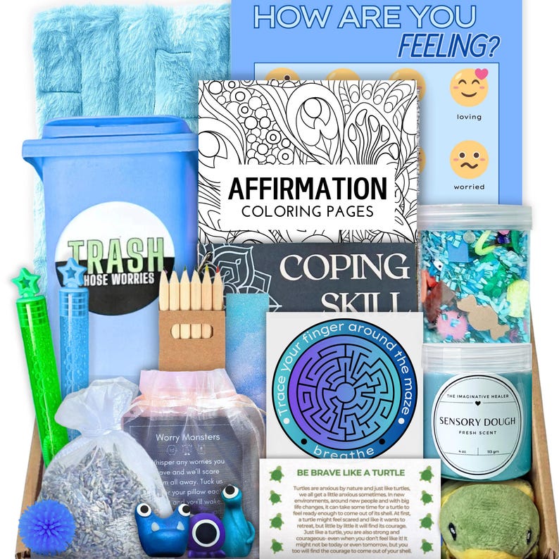 Anxiety Relief Kids 6-12 Years Old Coping Skills Box Mental Health Kit ...