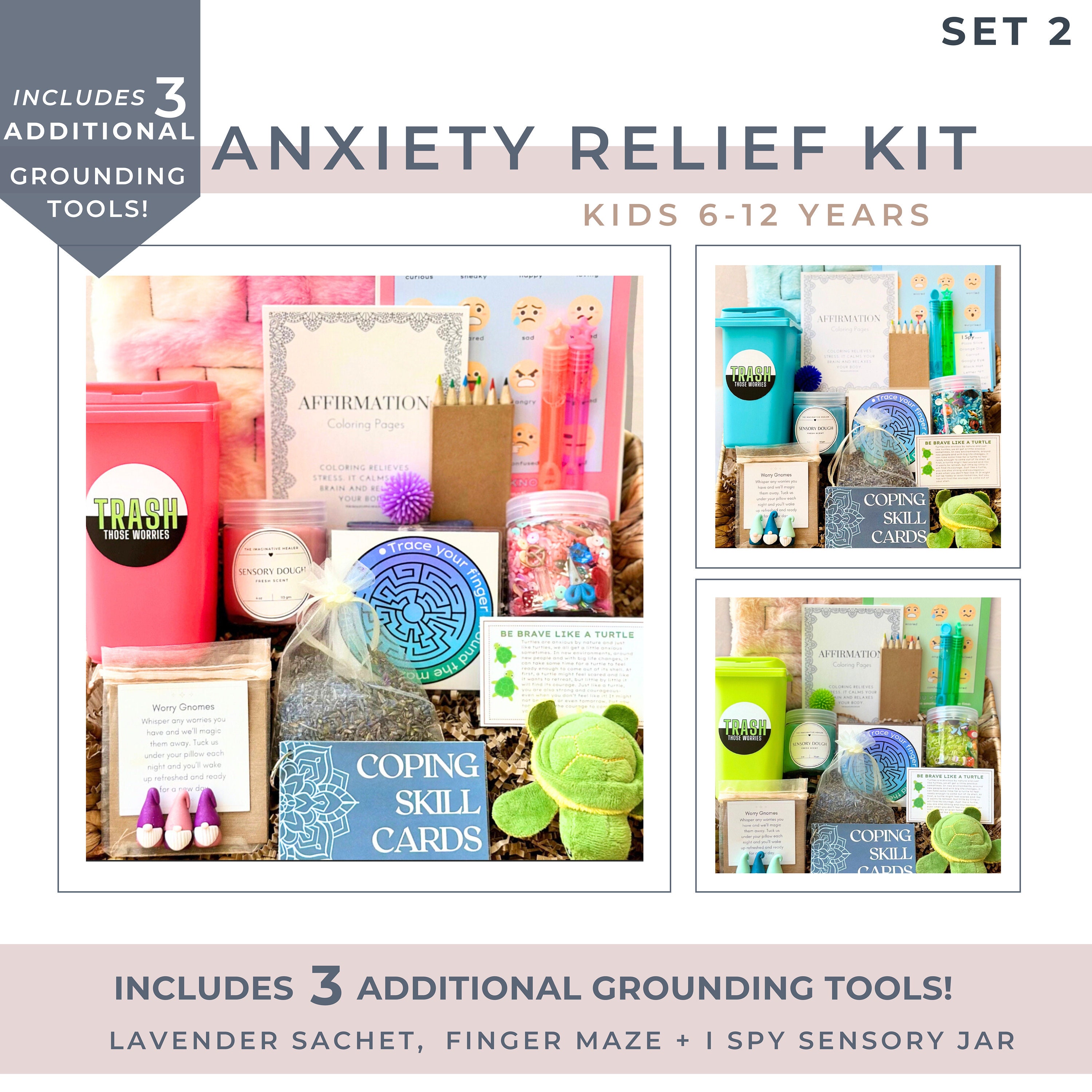 Anxiety Relief Kids 6-12 Years Old Coping Skills Box Mental Health Kit ...