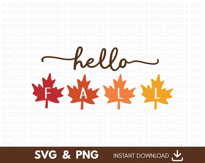 Hello Fall Leaves SVG, Autumn Thanksgiving (digital Download) - Etsy