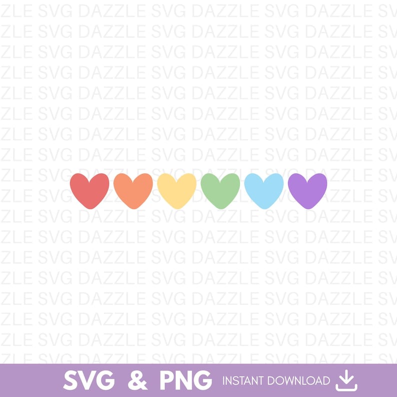 Rainbow Hearts SVG, Heart Svg, Heart Clipart Svg, Heart Vector Svg ...