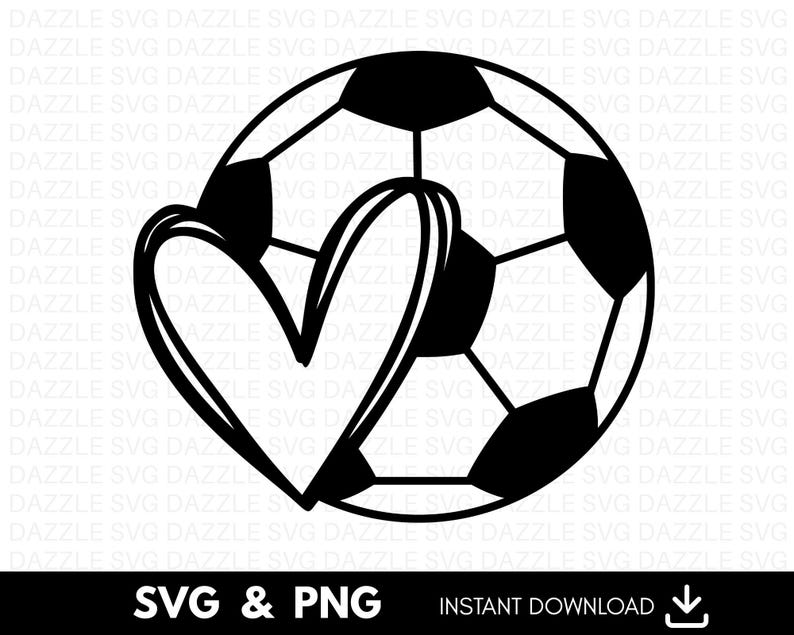 Soccer Ball Heart SVG Files, Football Cut Files, Soccer Heart Png ...