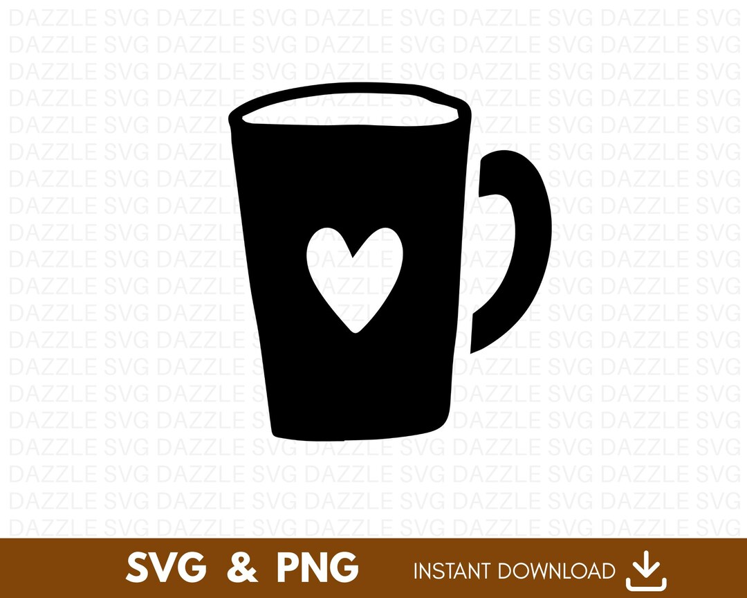 Large Coffee Cup Svg, Heart Cup Svg, Latte Cup Svg, Coffee Mug Svg ...