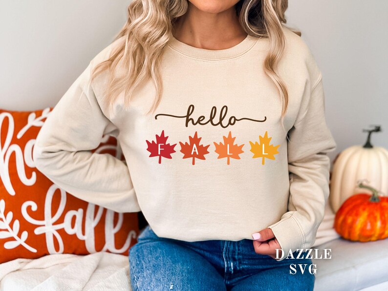 Hello Fall Leaves SVG, Autumn Thanksgiving (digital Download) - Etsy