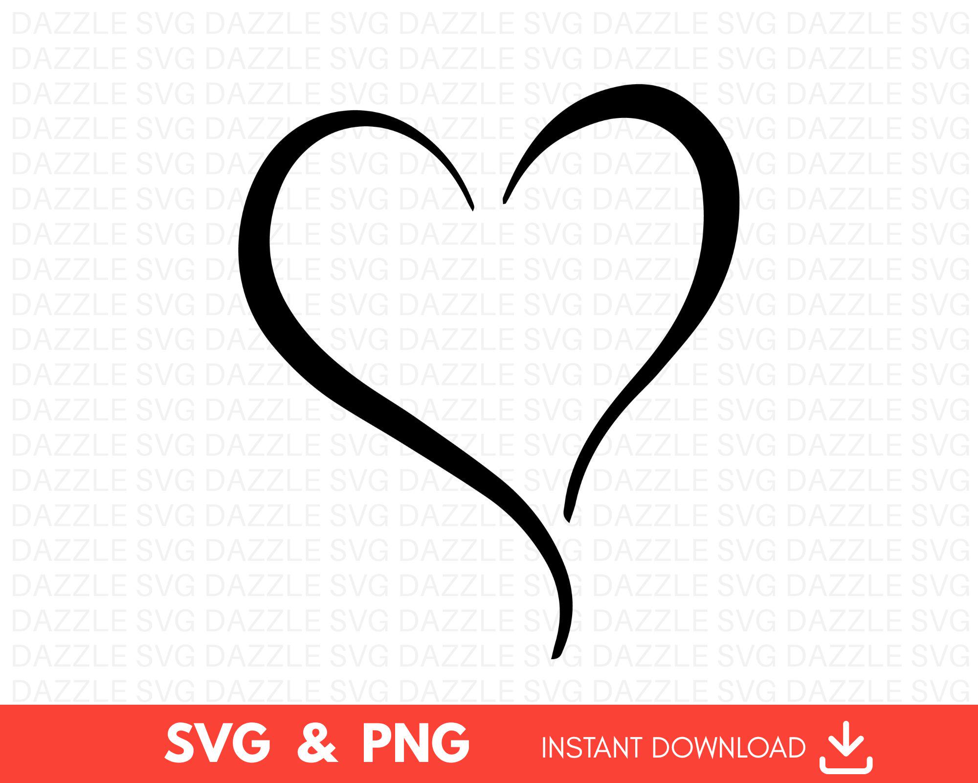 Heart Outline Svg Png, Open Heart Svg, Heart Svg, Valentine Heart Svg ...