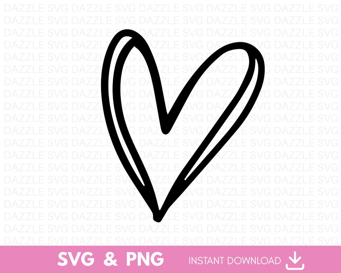 Heart Outline Svg, Heart SVG, Hand Drawn Heart, Hand Lettered Heart SVG ...